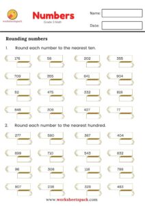 ROUNDING NUMBERS WORKSHEET (GRADE 3 MATH) - worksheetspack