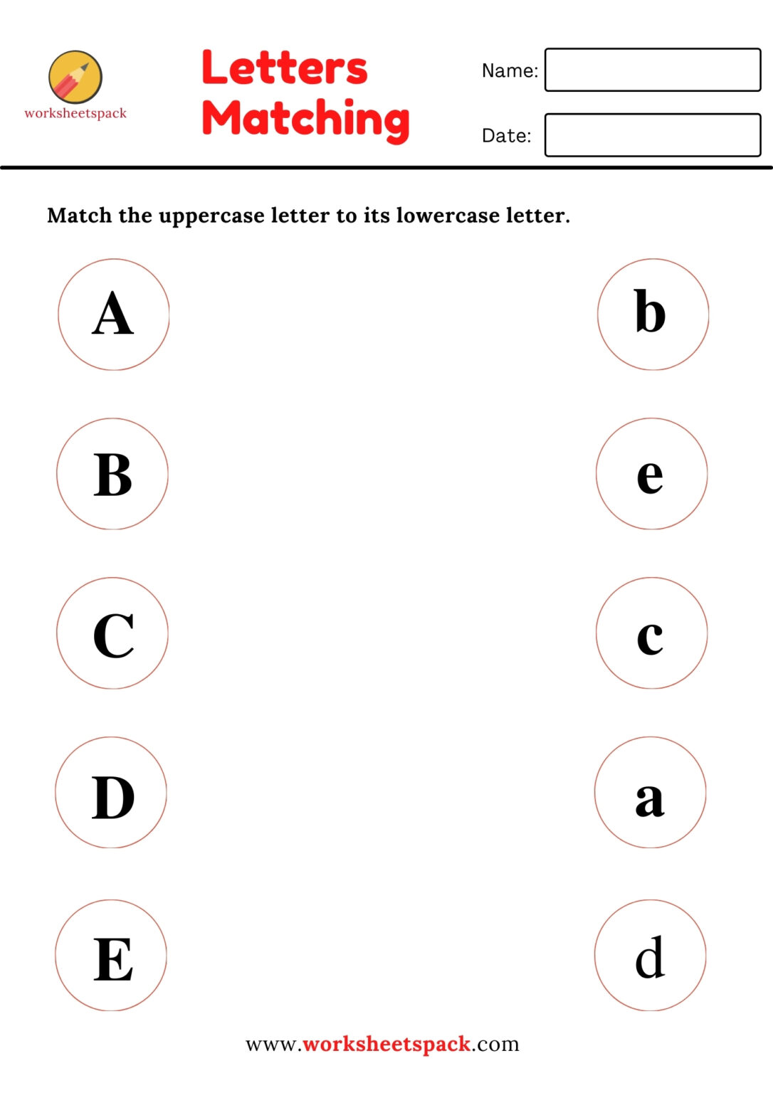 Match the letters with pictures - worksheetspack