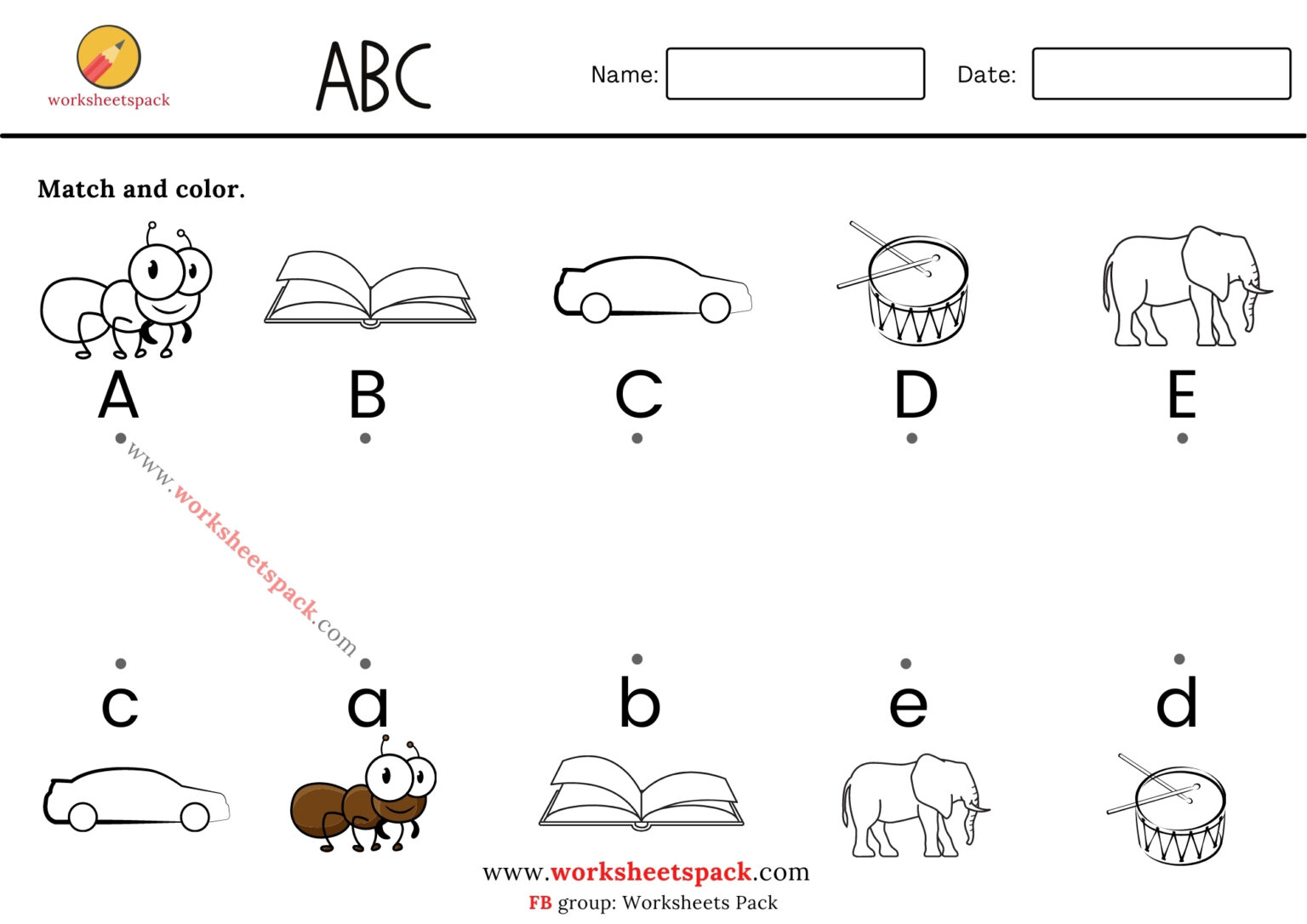 Matching upper and lowercase letters worksheets - worksheetspack