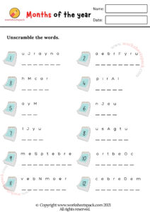 Months of the year worksheets - worksheetspack
