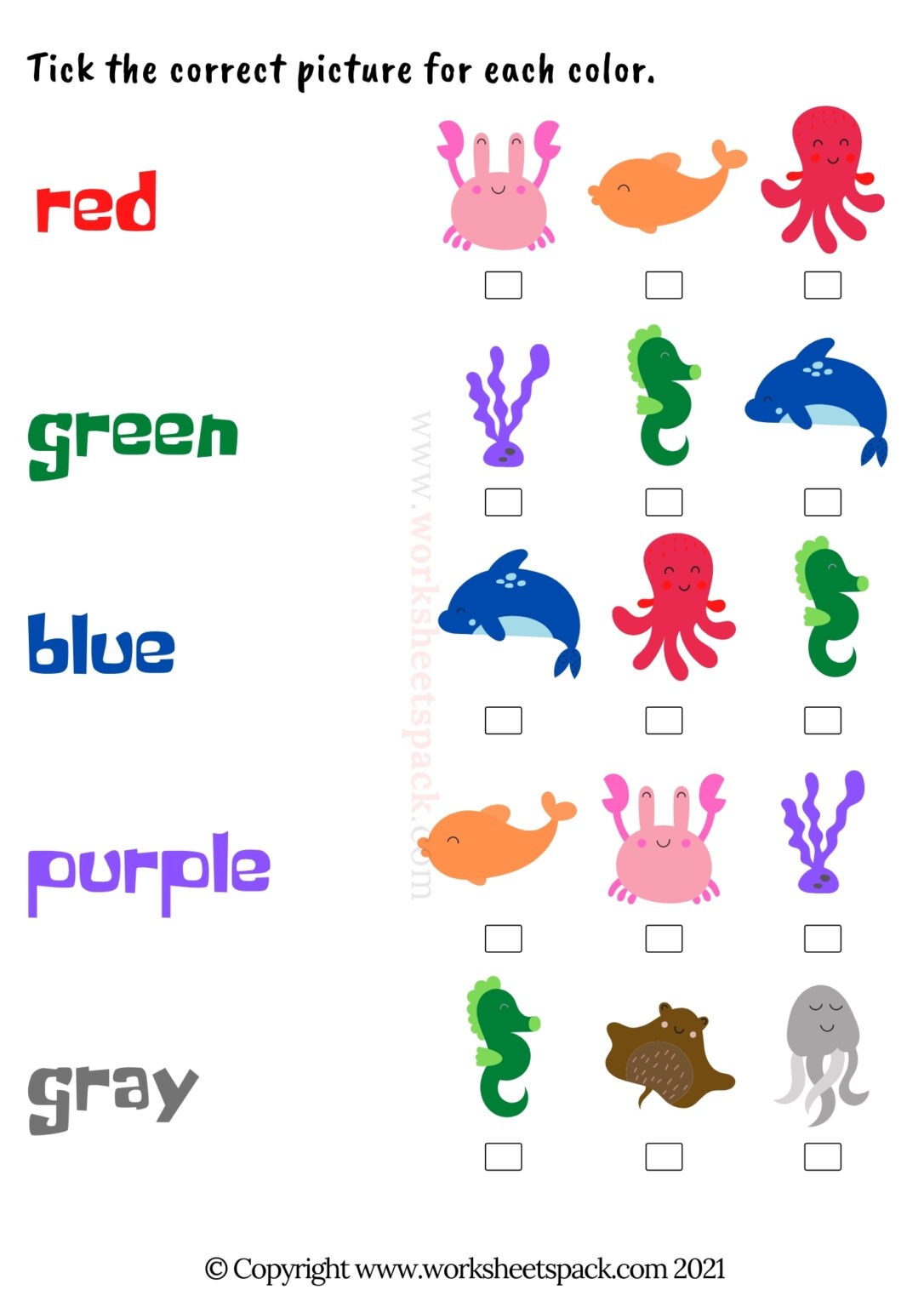 Color activities for preschool - worksheetspack