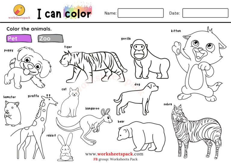 Free printable animals coloring pages - worksheetspack