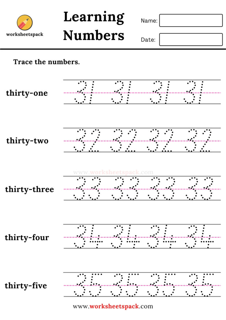 Numbers 1-50 tracing worksheets pack - worksheetspack