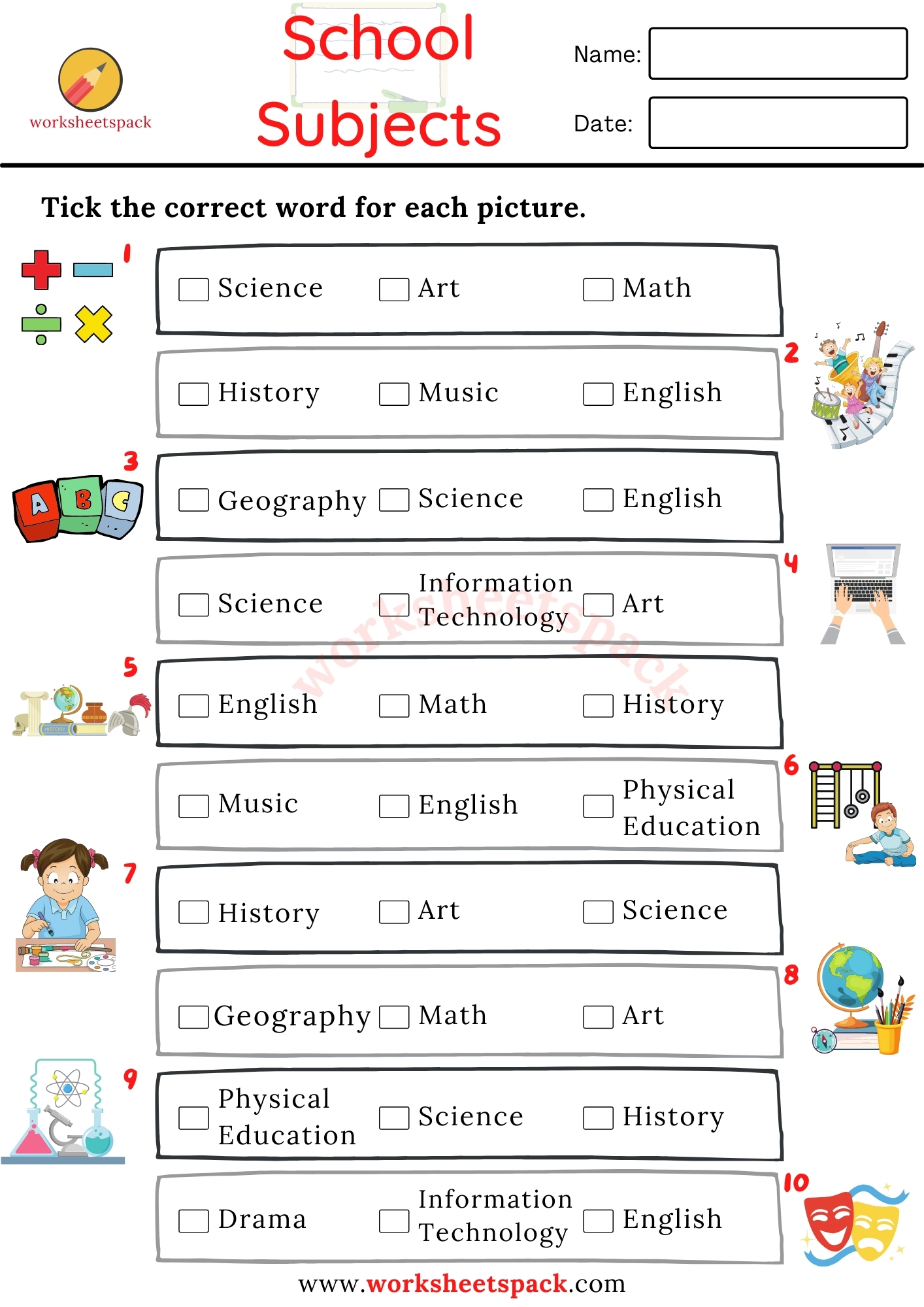 School vocabulary worksheets - worksheetspack