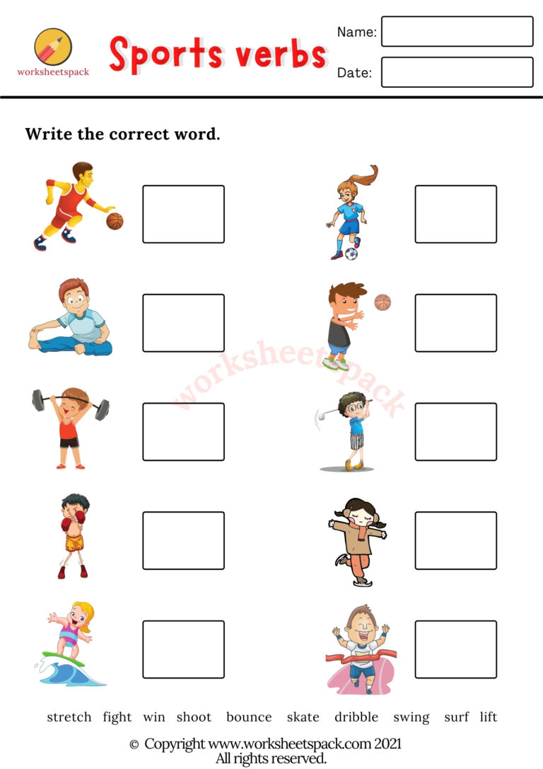 Sports verbs vocabulary worksheets - worksheetspack