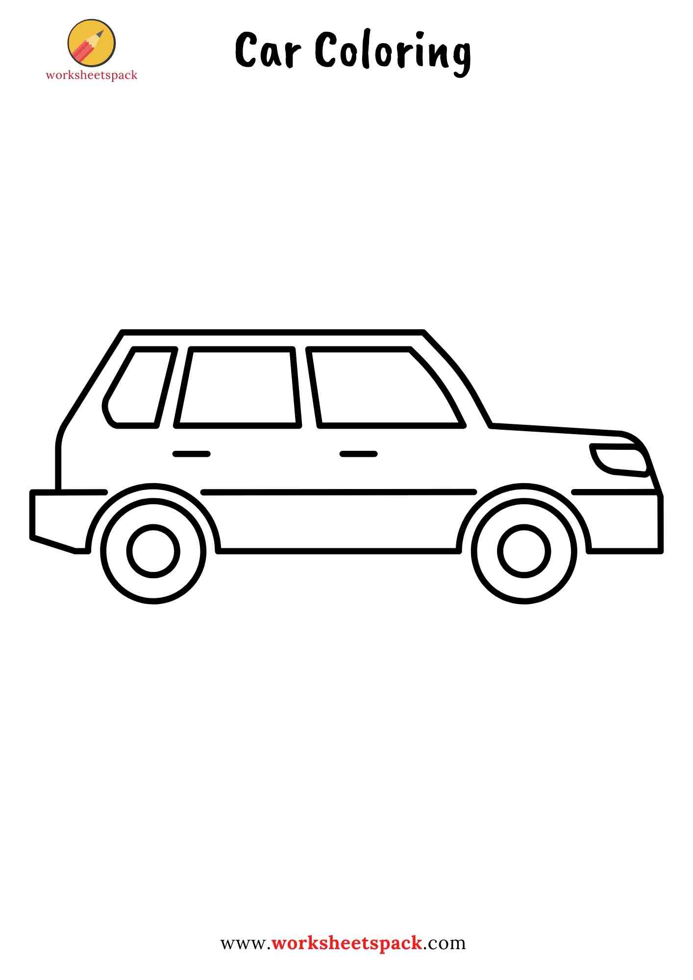 Car coloring pages for kids - worksheetspack