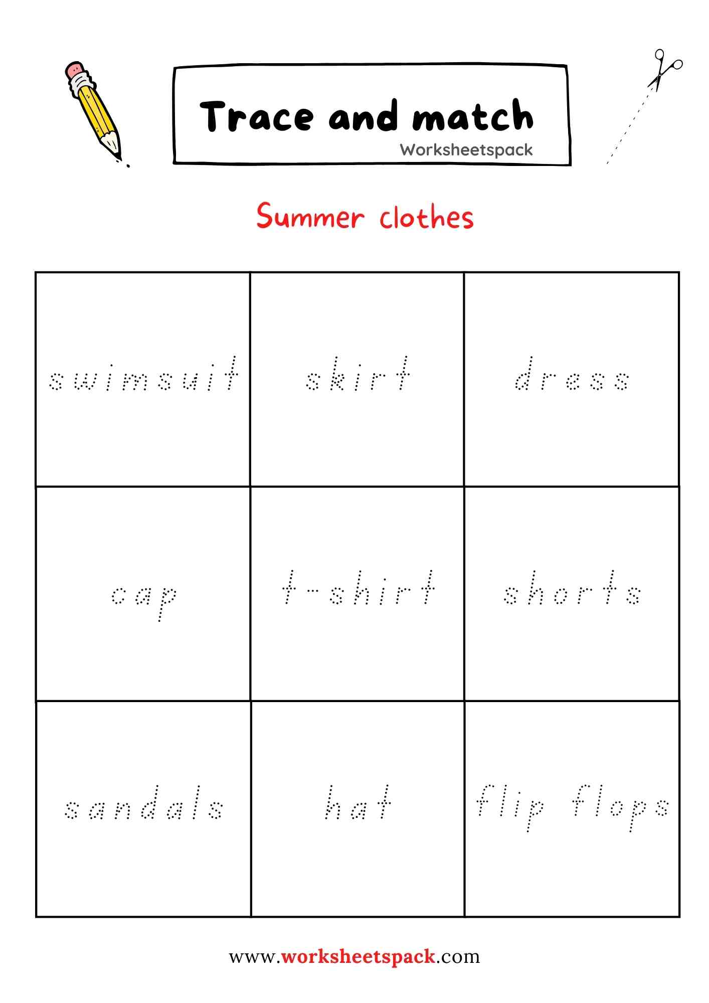 Clothes words - worksheetspack