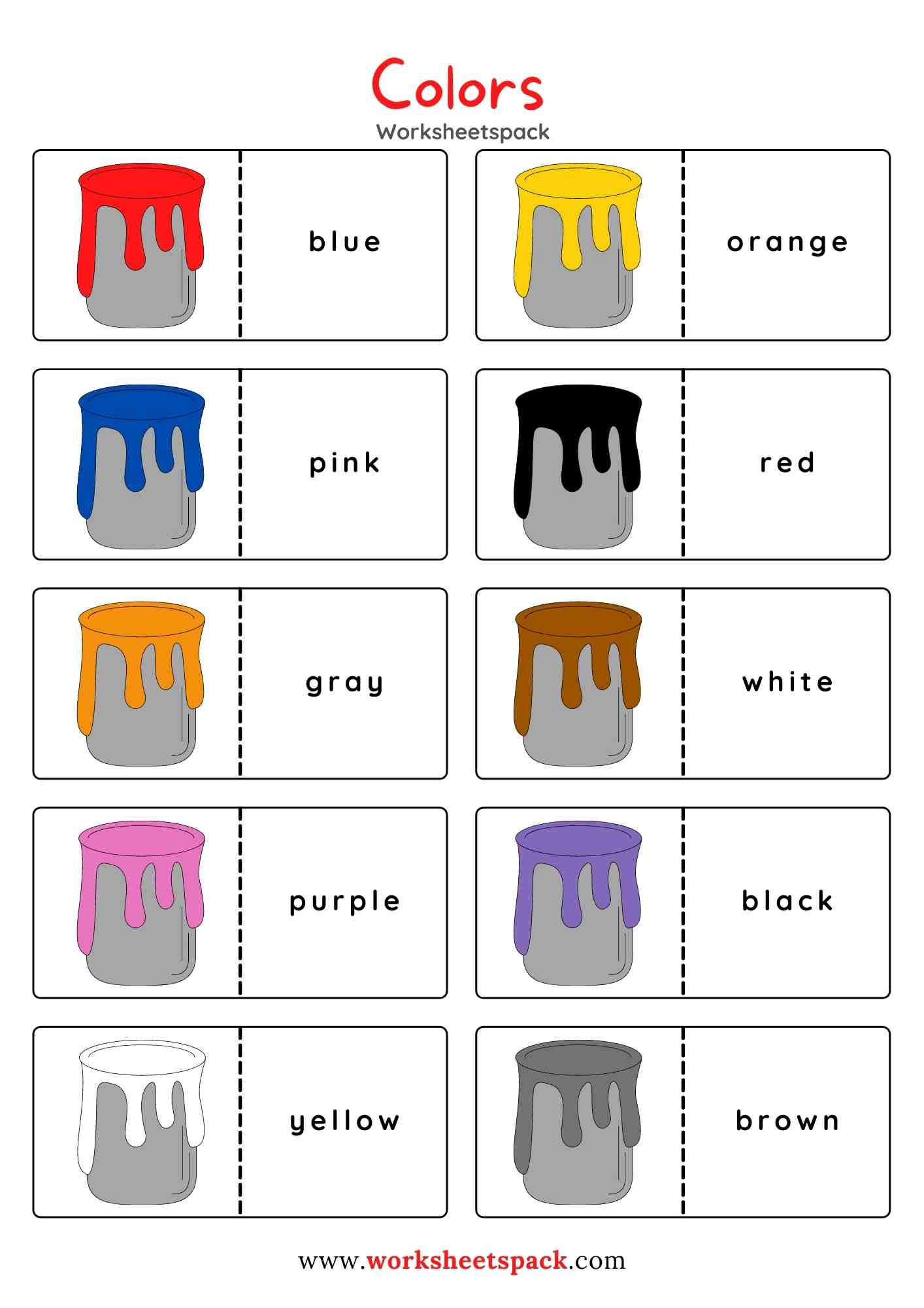 Shapes and colors domino game - worksheetspack