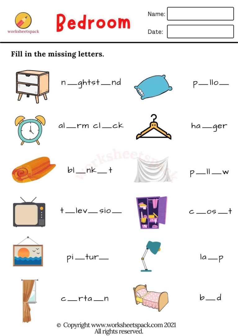 ESL bedroom vocabulary worksheets - worksheetspack