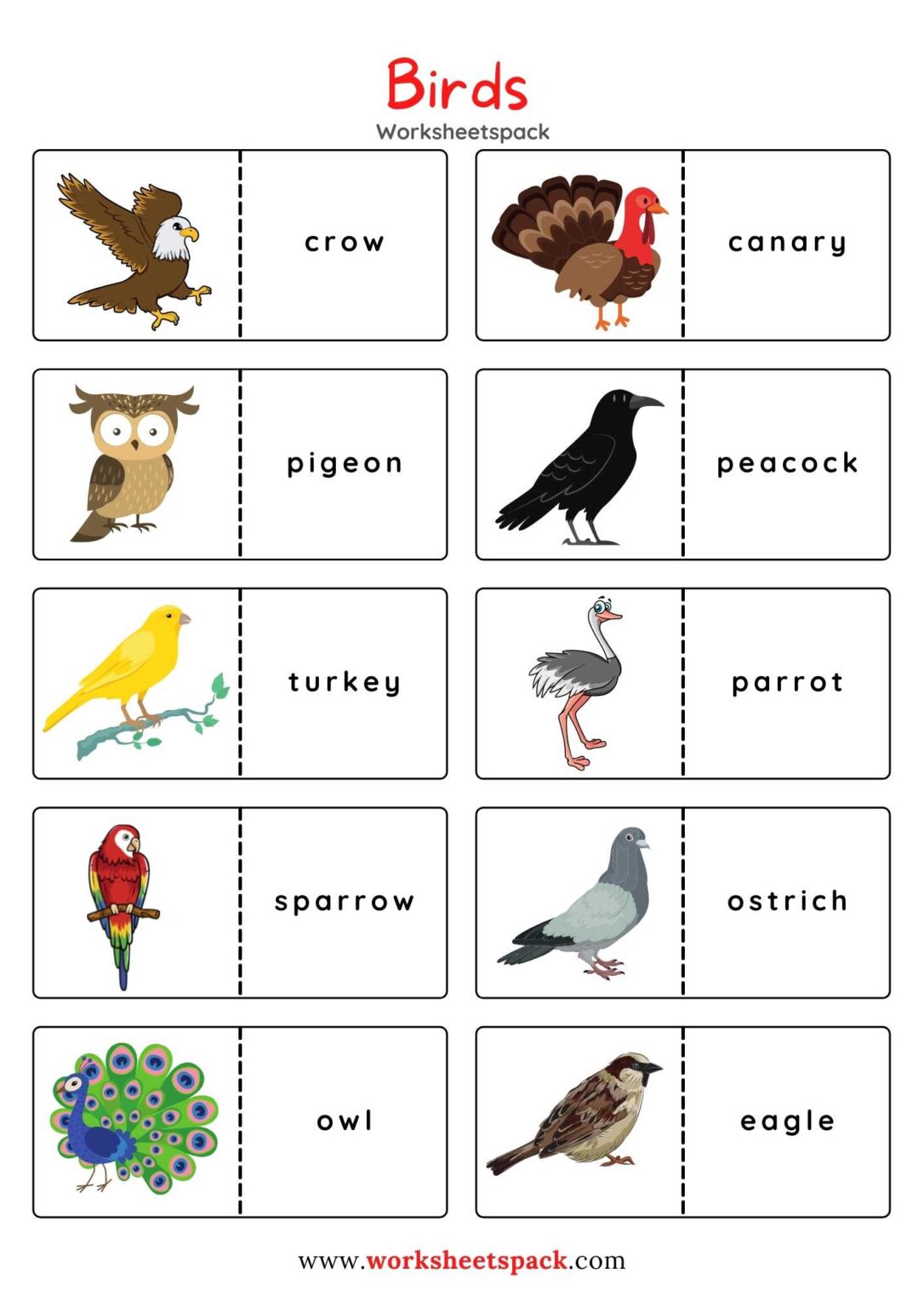 ESL animals domino game - worksheetspack