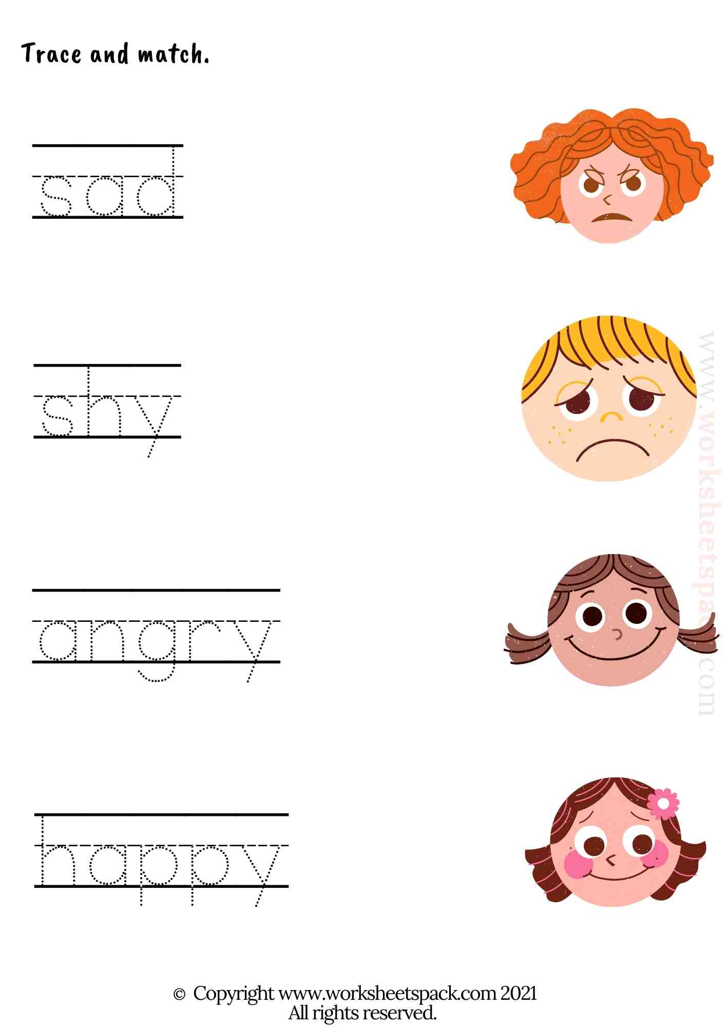 Feelings activities for preschool - worksheetspack