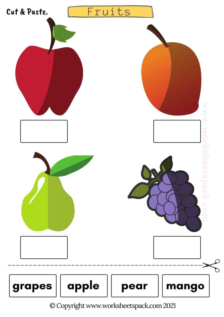 Fruits and vegetables activity sheets - worksheetspack