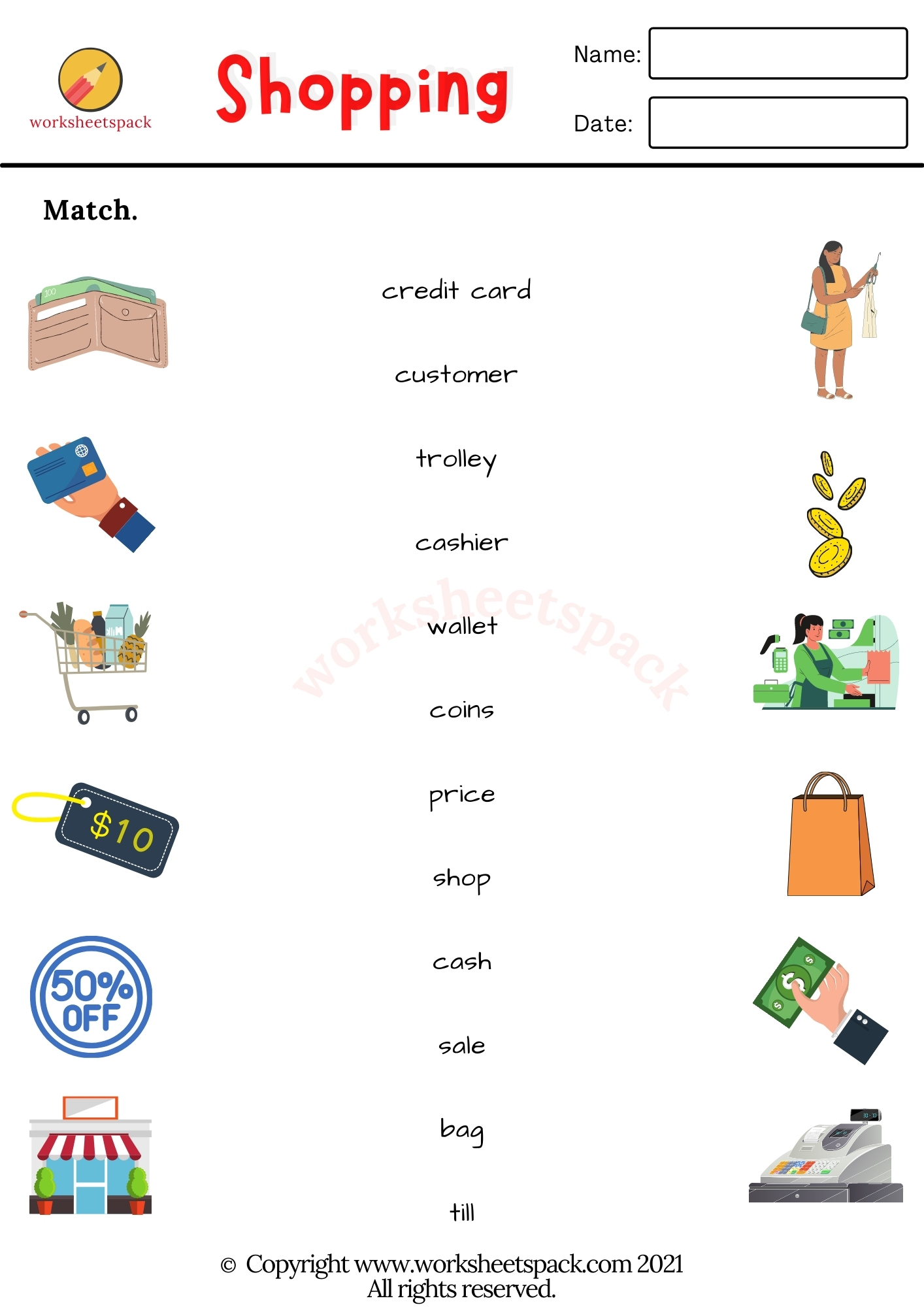 Shopping vocabulary worksheets - worksheetspack Shopping vocabulary worksheets - worksheetspack
