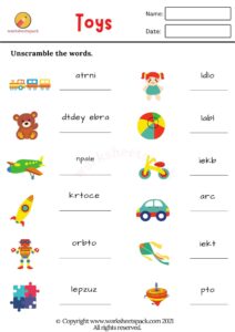 Toys vocabulary worksheets PDF - worksheetspack