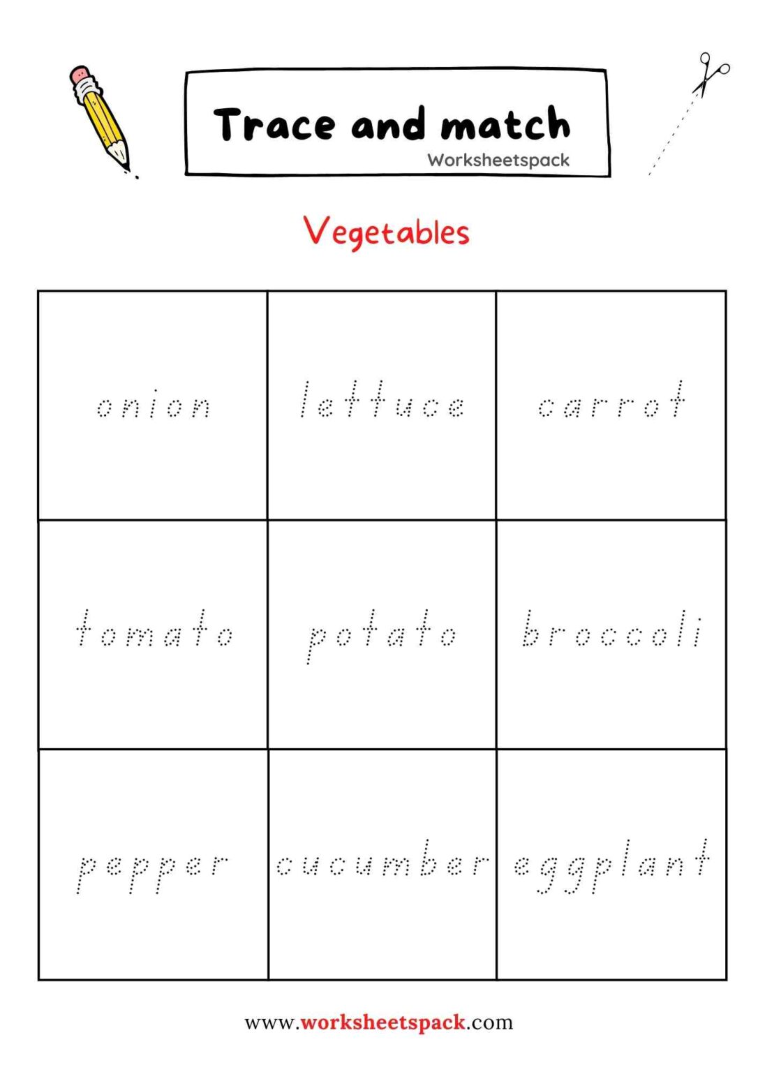 Fruits and vegetables vocabulary worksheets - worksheetspack