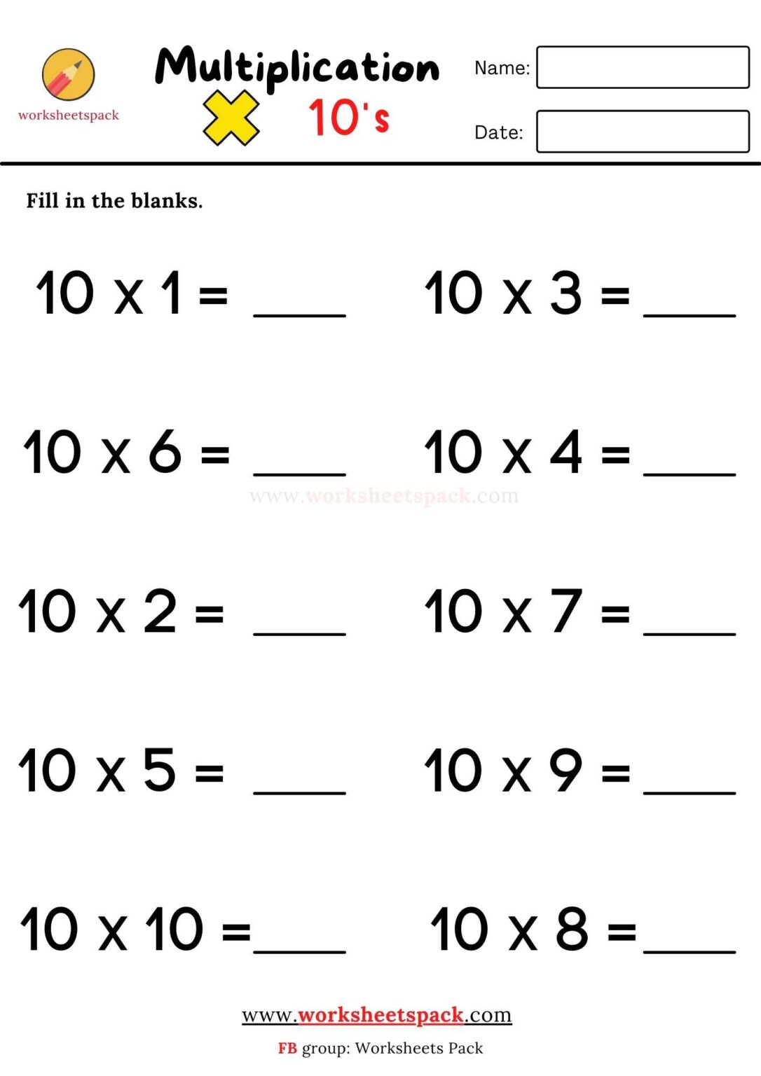 Multiplication Practice Sheets PDF - worksheetspack