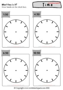 Telling time activity sheets - worksheetspack