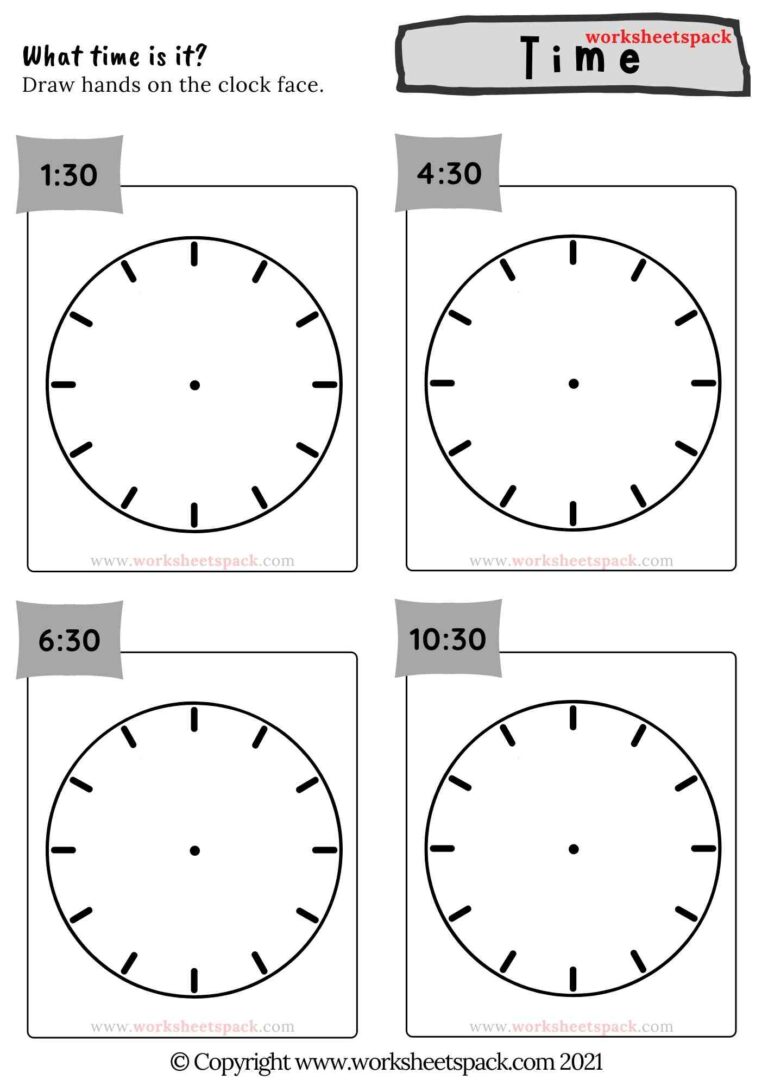 Telling time activity sheets - worksheetspack