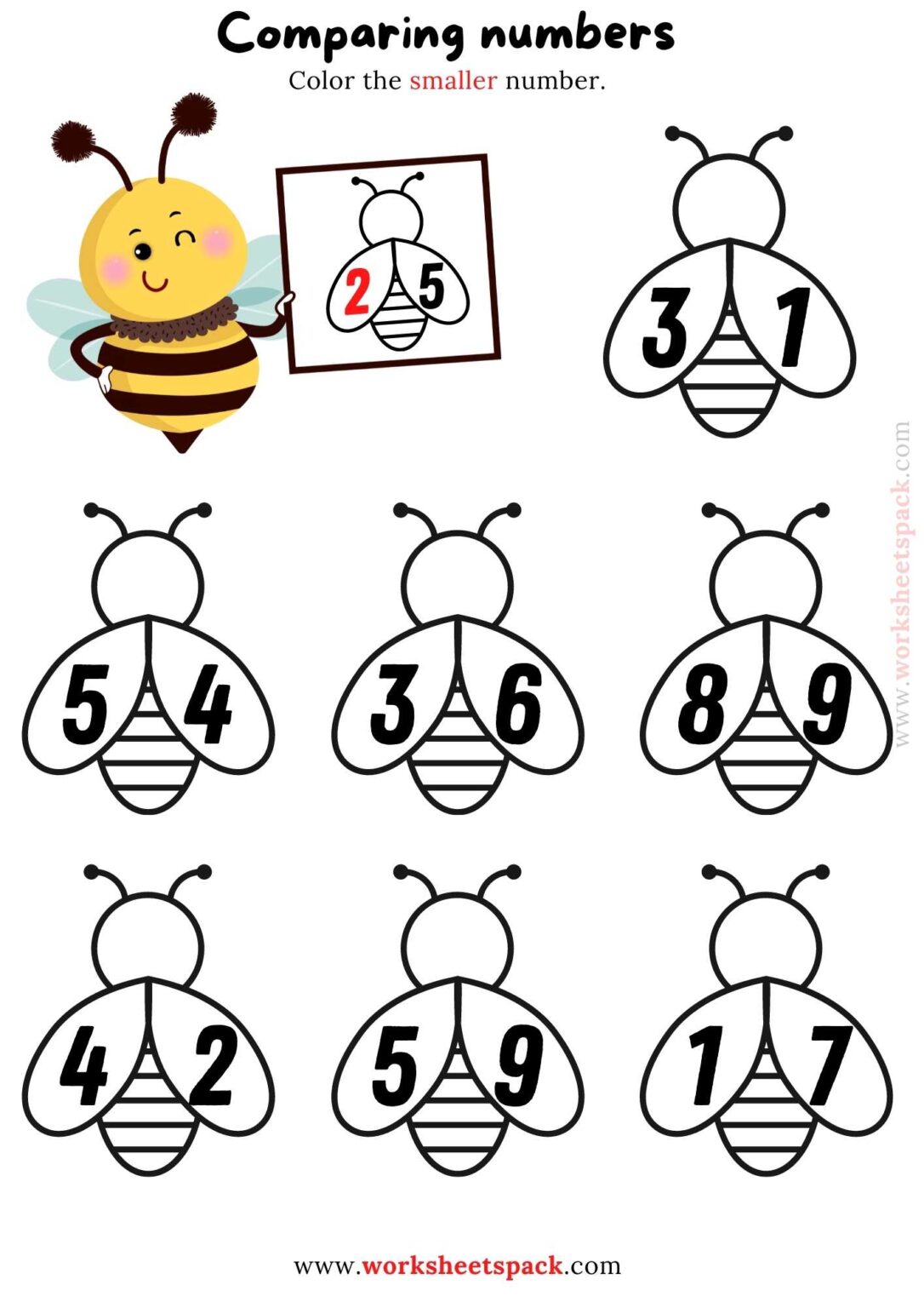 Comparing numbers: Choose the correct symbol - worksheetspack