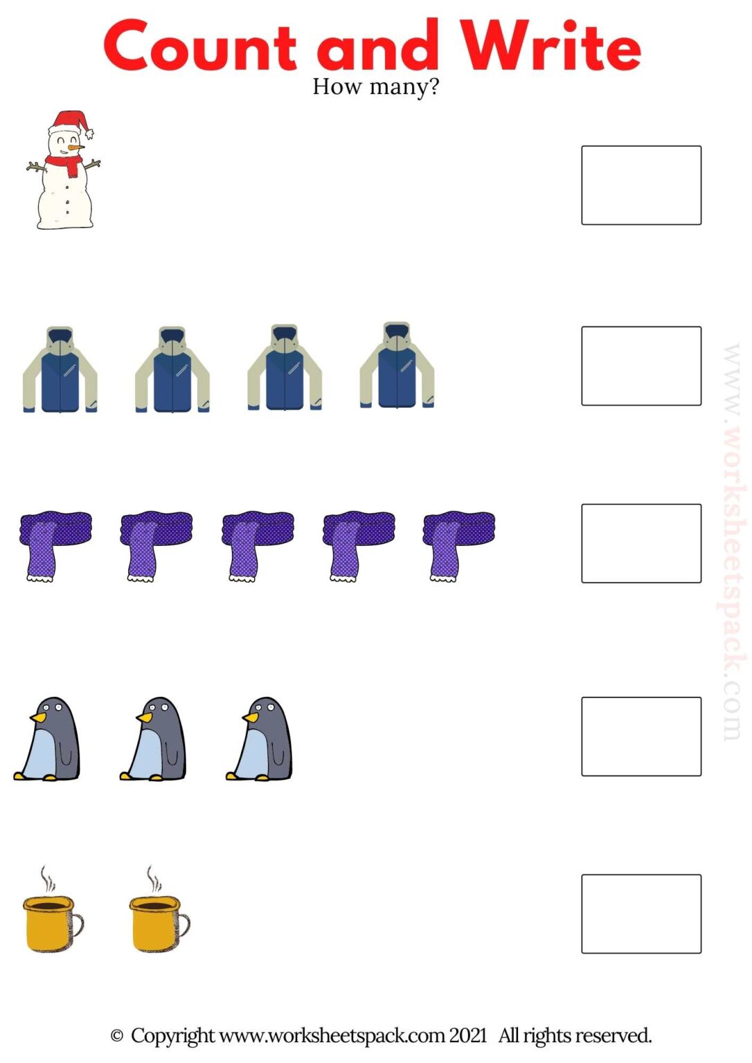 Free Count and Write the Number Worksheets | Animals - worksheetspack