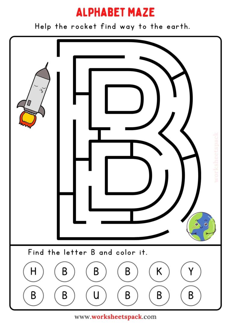 Alphabet Maze For Kindergarten Free PDF - worksheetspack