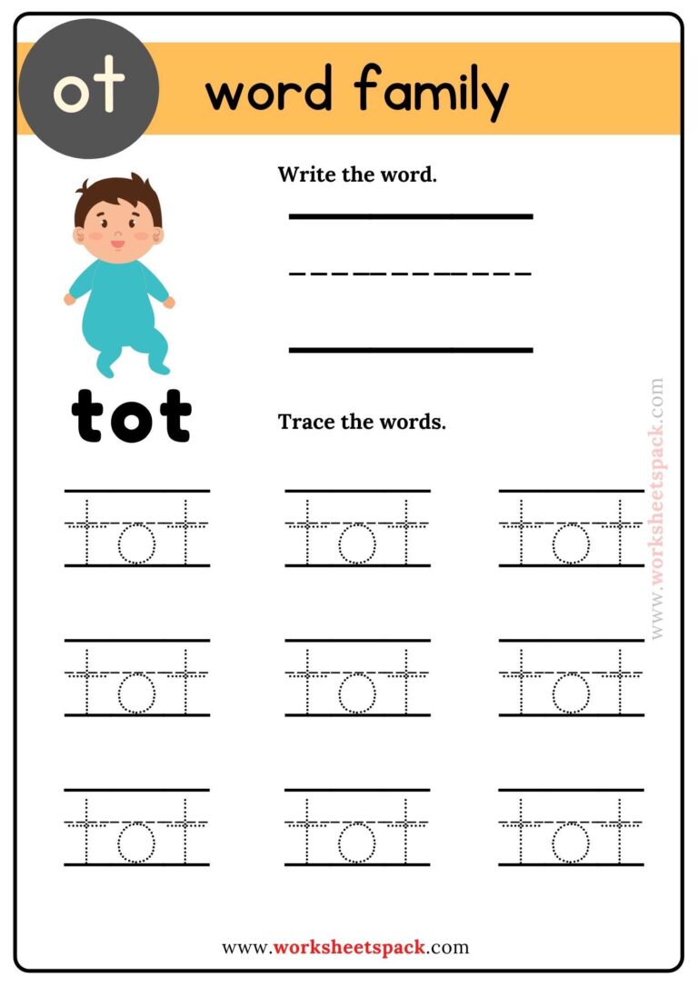 Trace and Write -ot Words Free Packet - worksheetspack