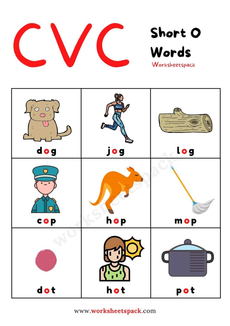 Free CVC Words with Pictures PDF - worksheetspack