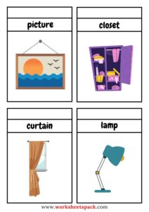 Free Bedroom Flashcards PDF - worksheetspack