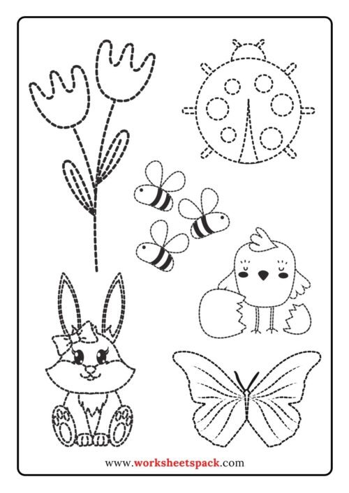 Free Spring Trace and Color Activity Sheets - worksheetspack