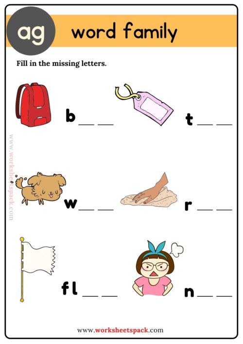 Ag Word Family - worksheetspack