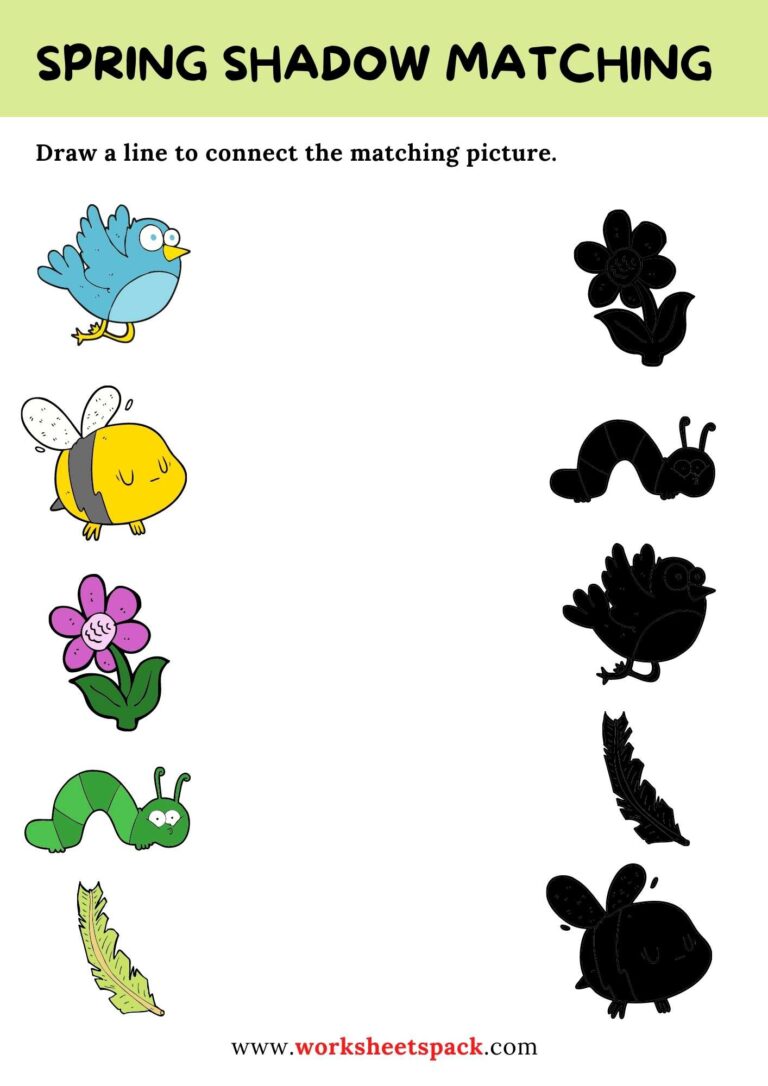 Spring Picture to Picture Matching Worksheets - worksheetspack