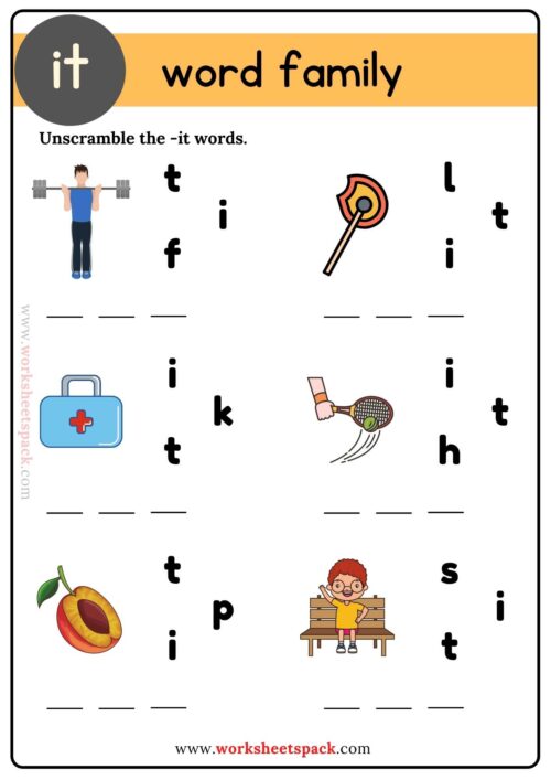 It Word Family Unscramble the Words Free Pack - worksheetspack