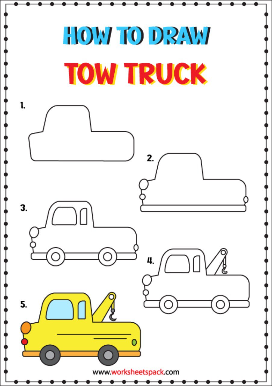 Free Vehicles Drawing Step by Step - worksheetspack