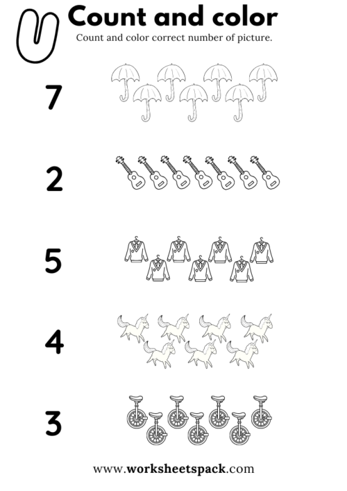 Count And Color Worksheets Free Letter U Pictures Printable For Count And Color Worksheets Free Letter U Pictures Printable For