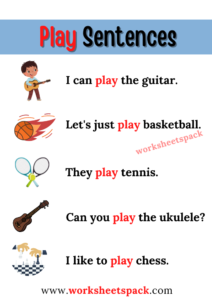 Action Words with Pictures and Sentences for Kindergarten - worksheetspack