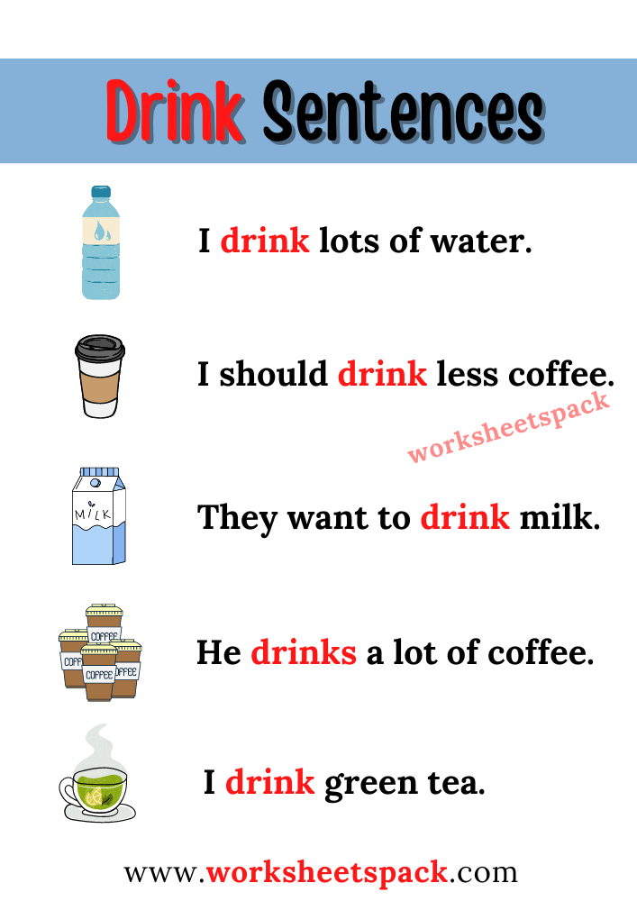 Action Words With Pictures And Sentences For Kindergarten Worksheetspack