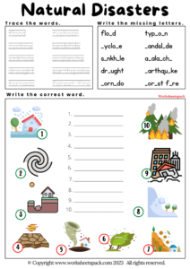 Free Natural Disasters Worksheets - worksheetspack