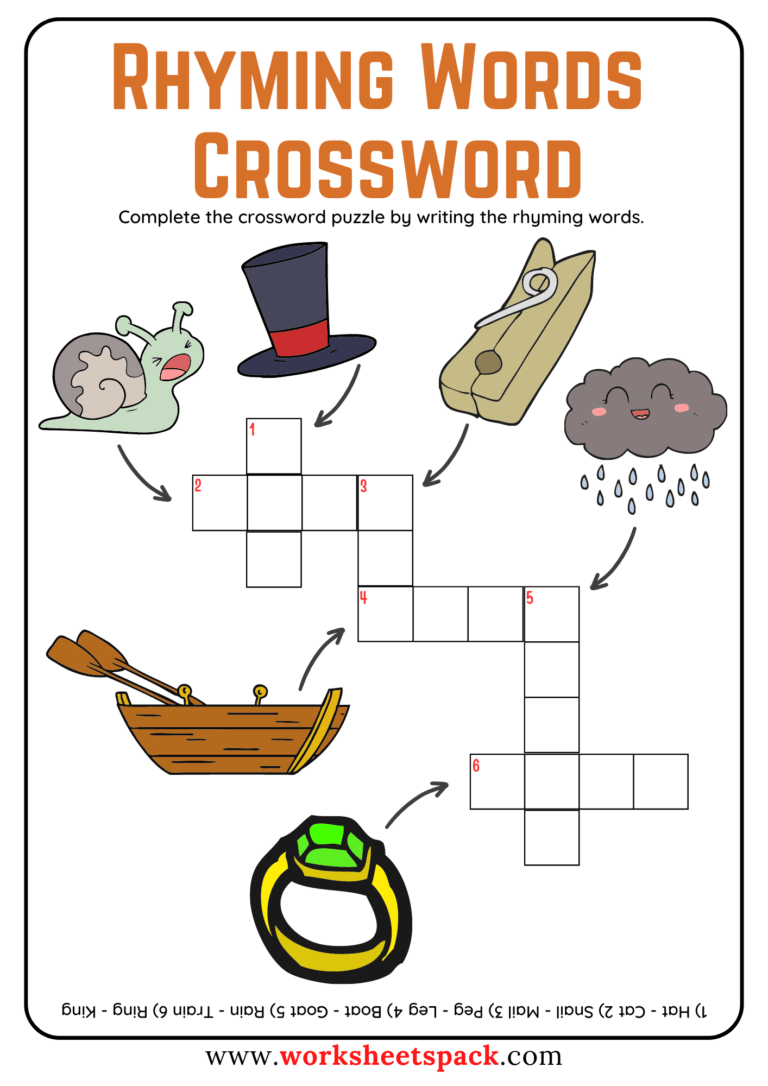 16 Free Rhyming Words Worksheets PDF for Kids - worksheetspack