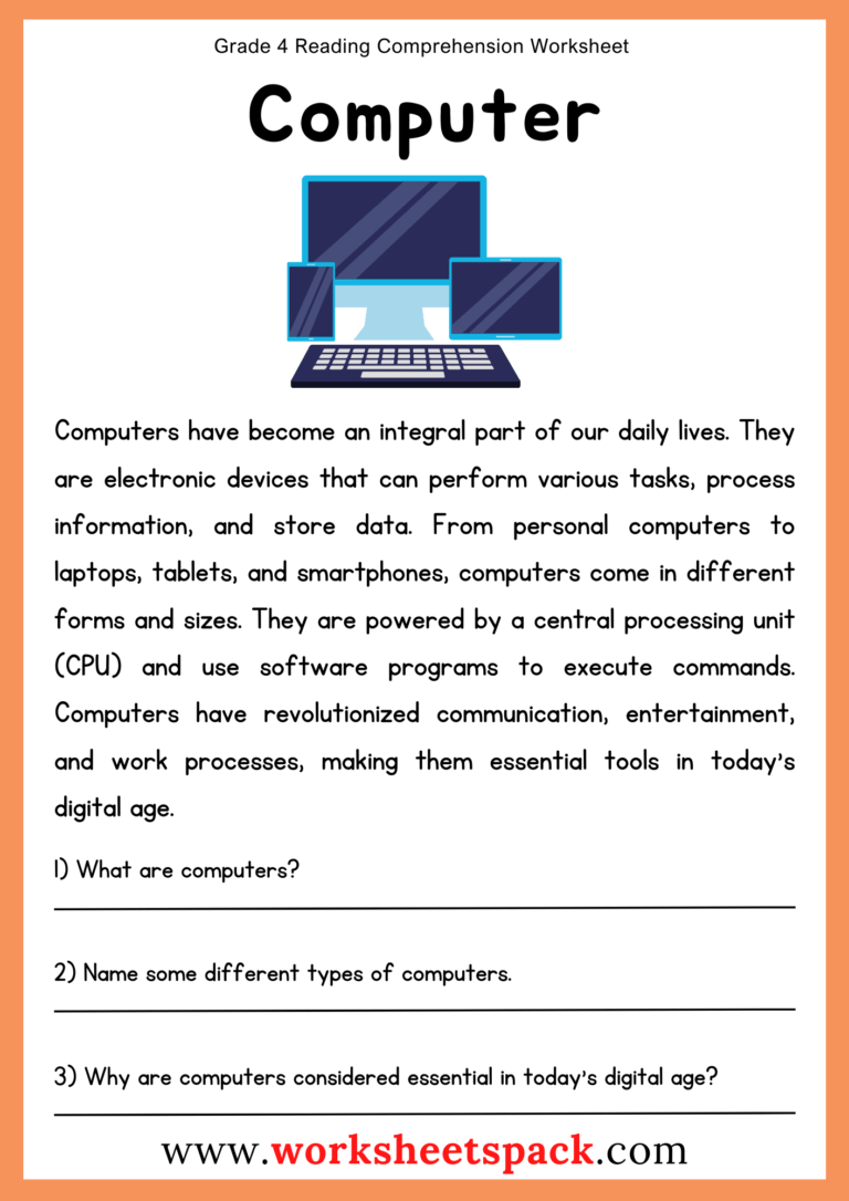 Grade 4 Reading Comprehension Worksheets - worksheetspack