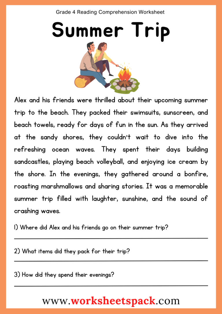 Grade 4 Reading Comprehension Worksheets - worksheetspack