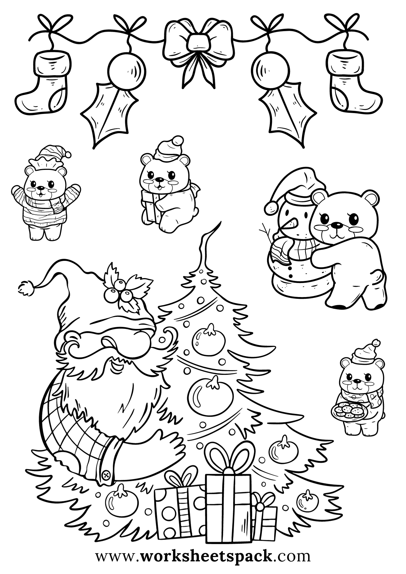 70+ Free Christmas Coloring Pages for Kids - worksheetspack