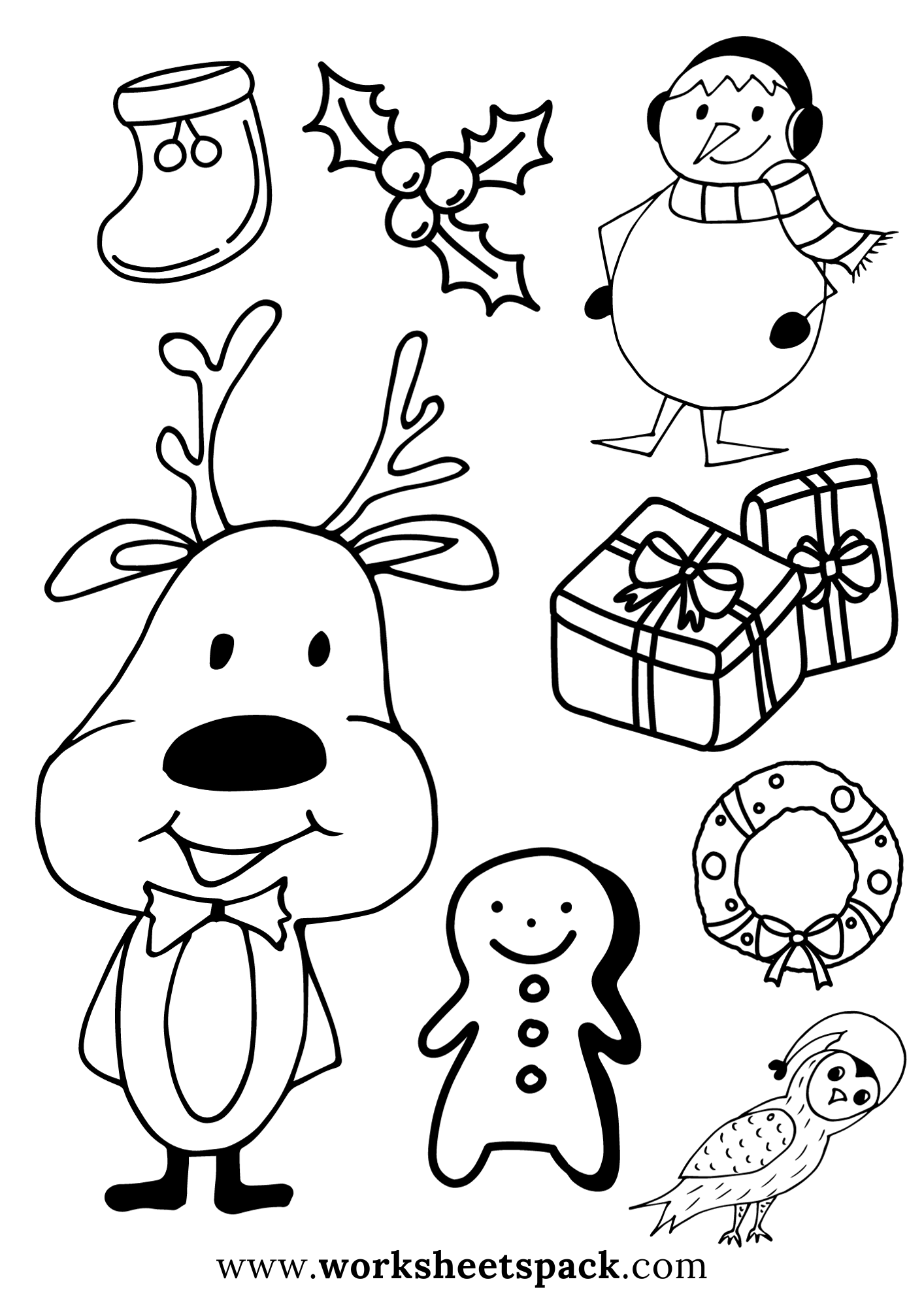 70+ Free Christmas Coloring Pages for Kids - worksheetspack