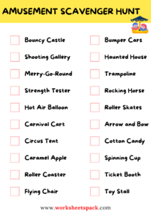 A Thrilling Amusement Park Scavenger Hunt - worksheetspack