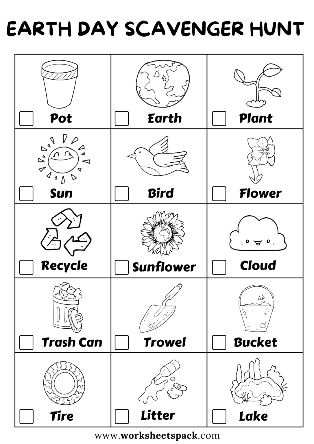 Conserving Our Planet: Earth Day Scavenger Hunt for Kids - worksheetspack