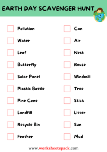 Conserving Our Planet: Earth Day Scavenger Hunt for Kids - worksheetspack
