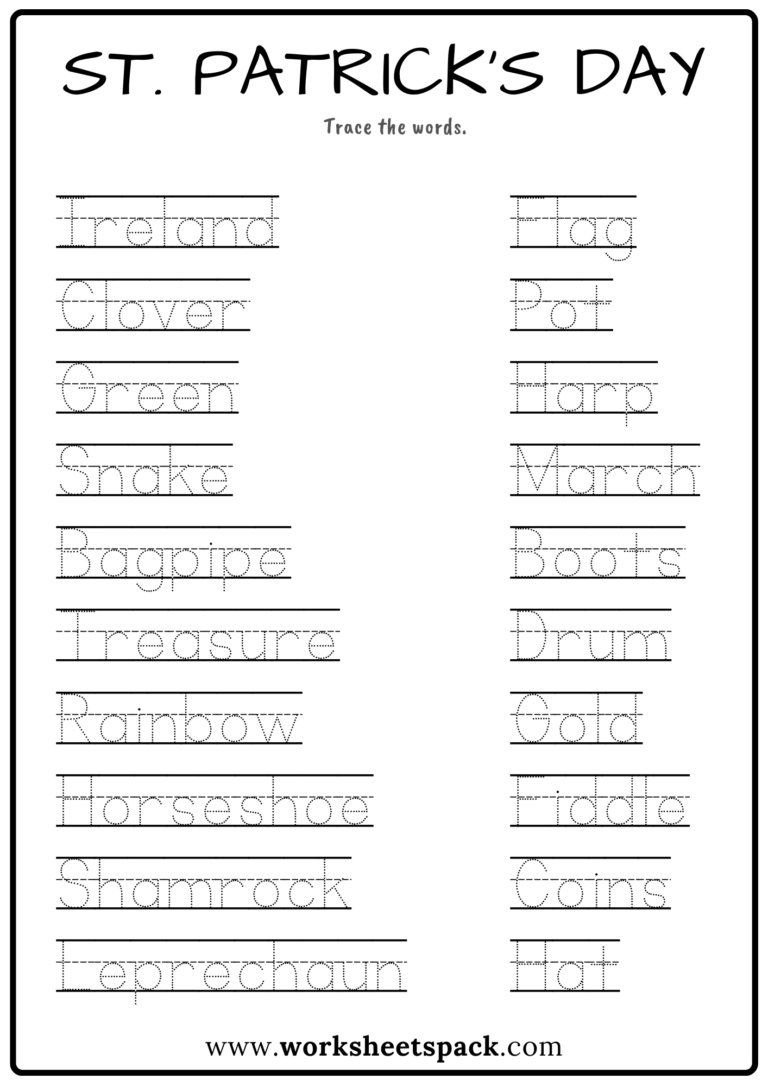 30 Best Free St. Patrick’s Day Worksheets Bundle - worksheetspack