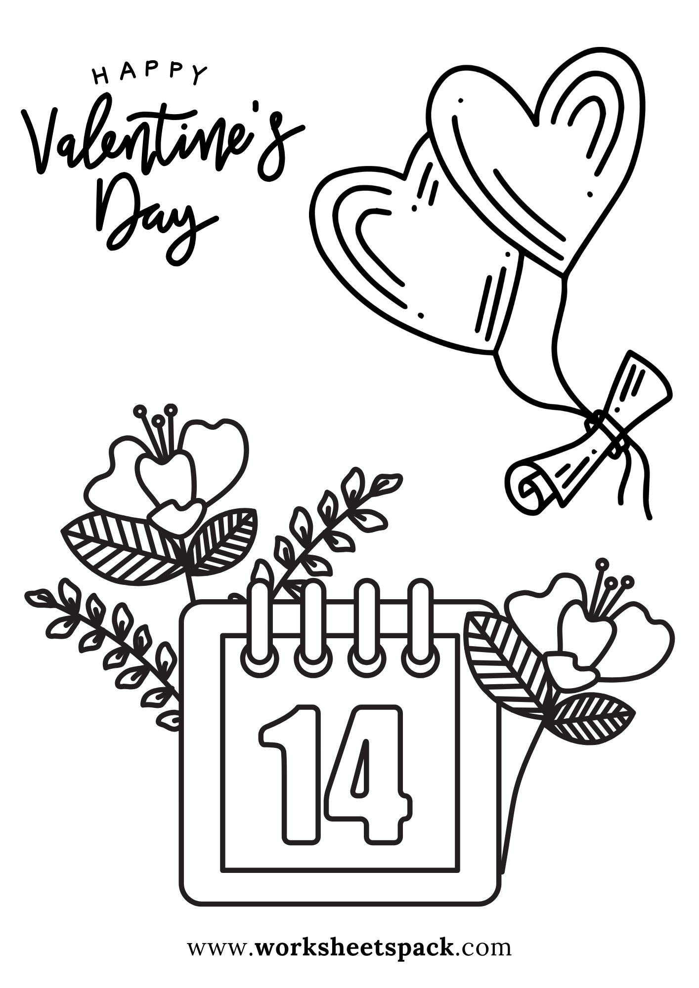 25 Best Free Valentine’s Day Coloring Pages - worksheetspack