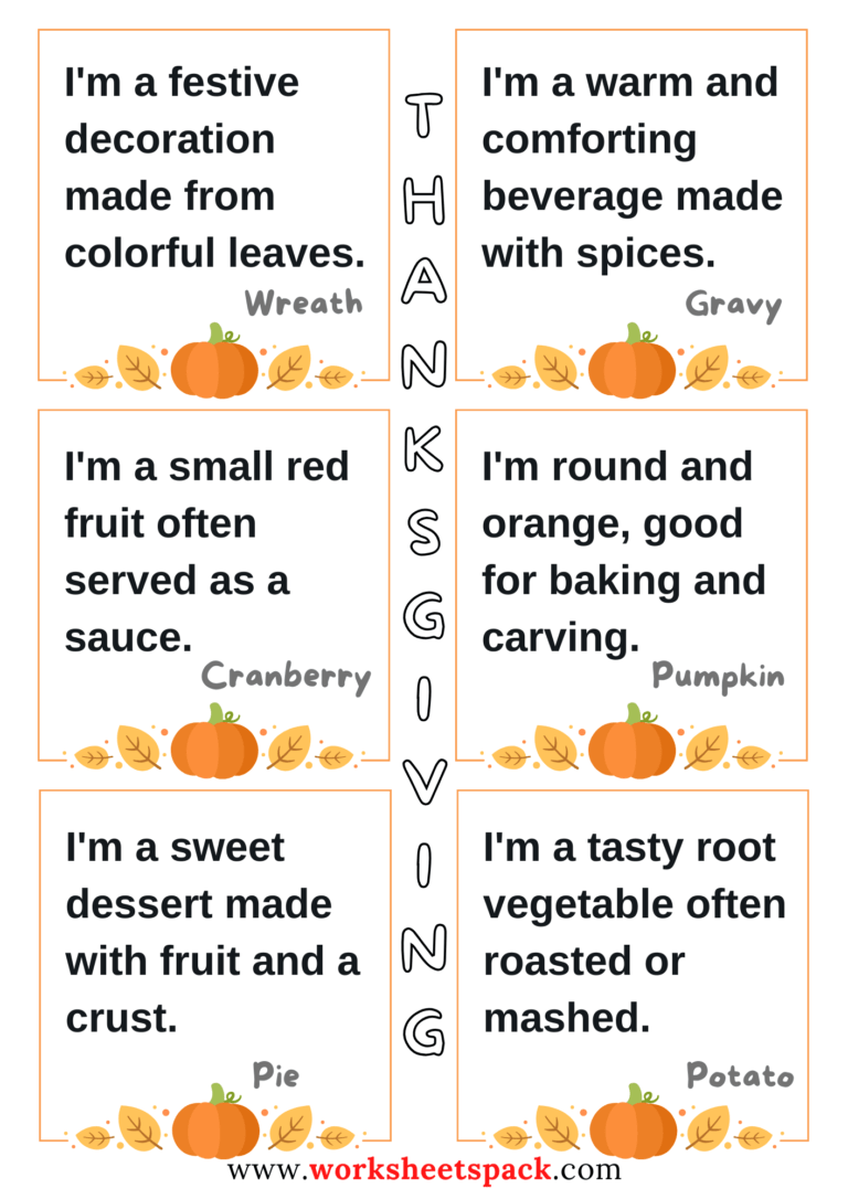10 Exciting Thanksgiving Scavenger Hunt Ideas - worksheetspack