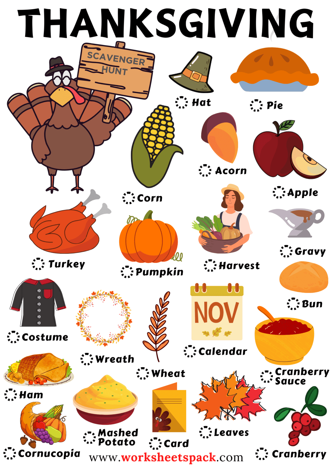 10 Exciting Thanksgiving Scavenger Hunt Ideas - worksheetspack