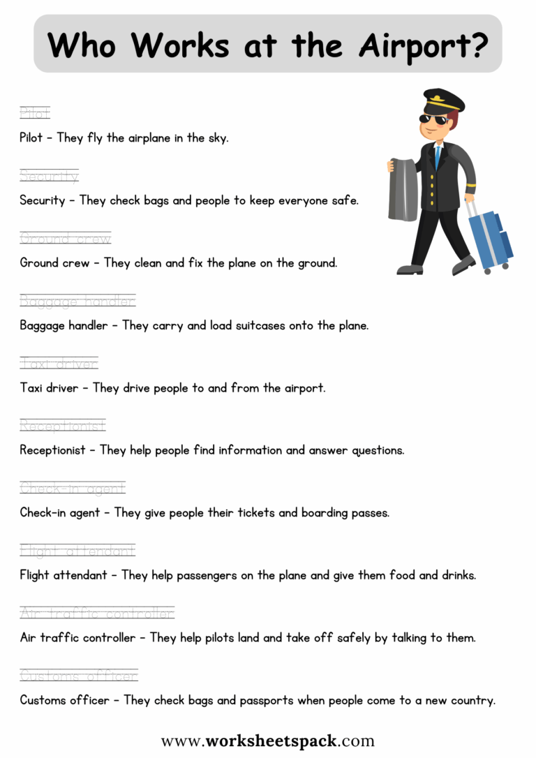 Airport Vocabulary Worksheets - worksheetspack